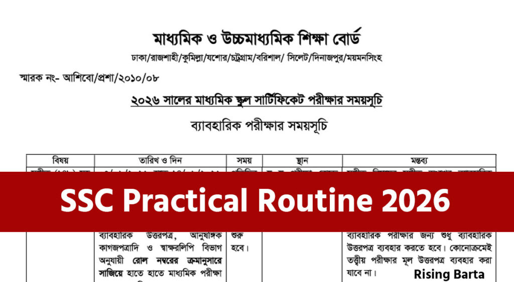 SSC Practical Routine 2026 All Board Bangladesh